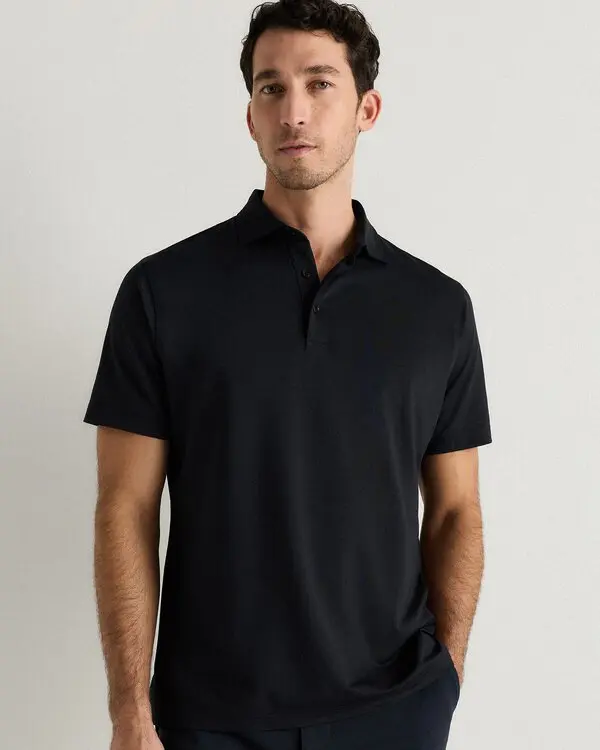 Quince Performance Mesh Golf Polo - Black