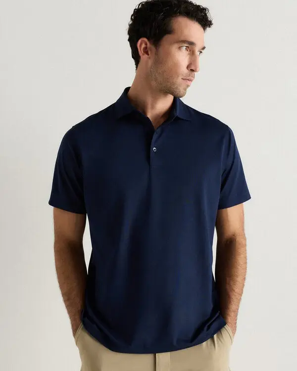 Quince Performance Mesh Golf Polo - Navy
