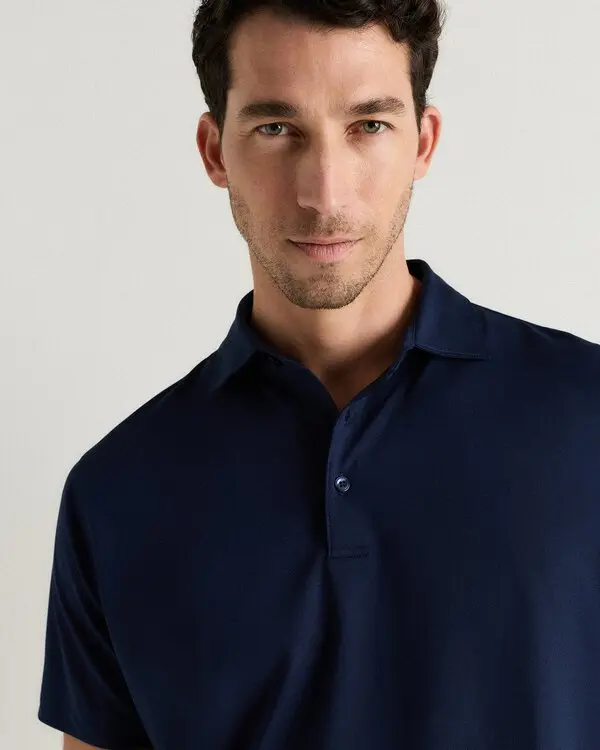 Quince Performance Mesh Golf Polo - Navy