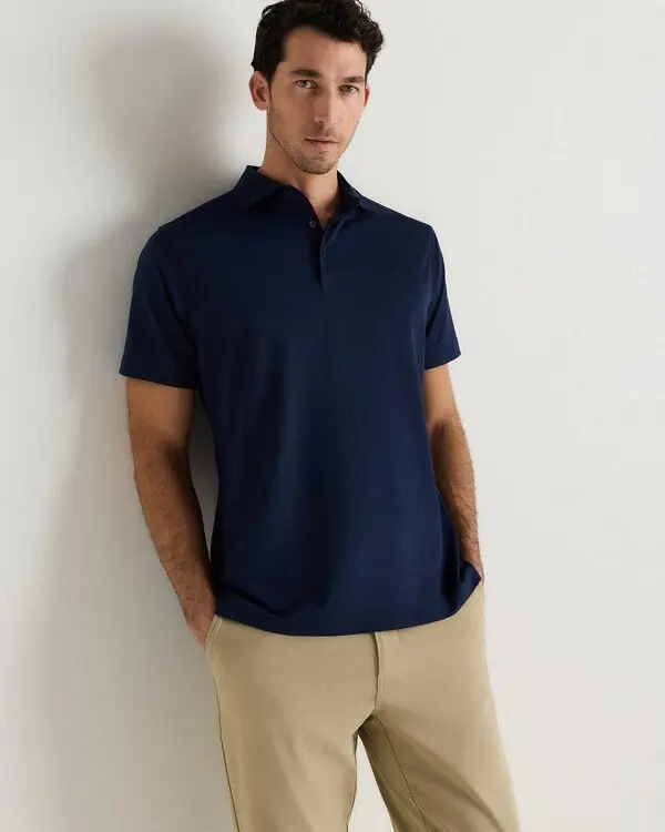Quince Performance Mesh Golf Polo - Navy