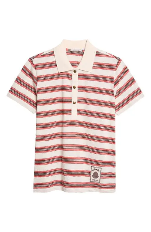 Moncler Striped Cotton Polo - White/red