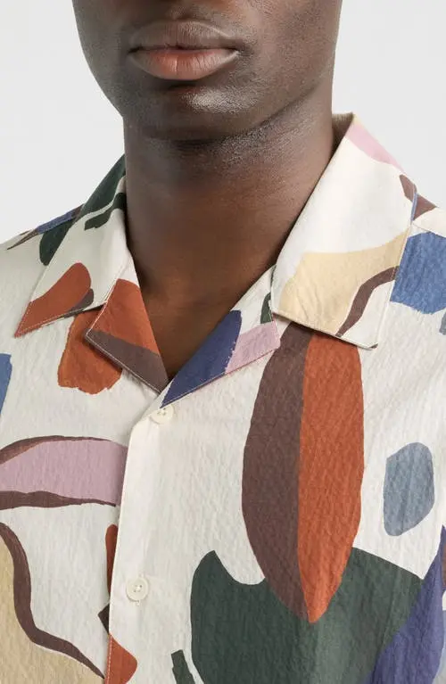 WAX LONDON Didcot Abstract Stretch Cotton Camp Shirt