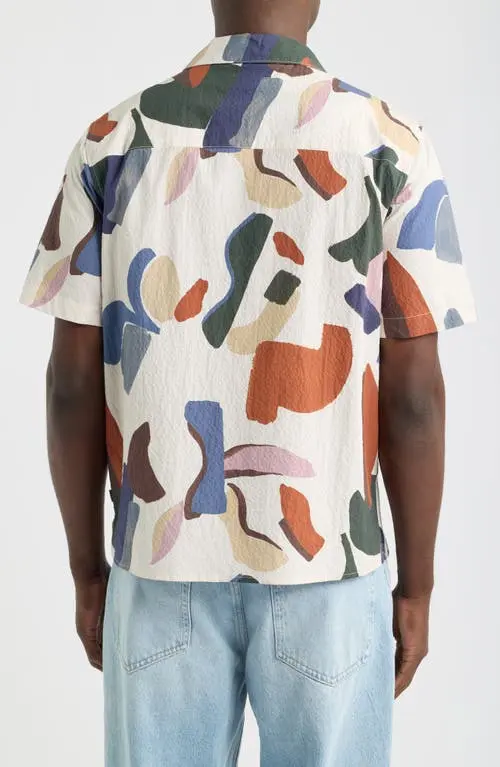 WAX LONDON Didcot Abstract Stretch Cotton Camp Shirt