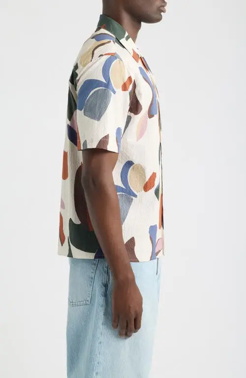 WAX LONDON Didcot Abstract Stretch Cotton Camp Shirt