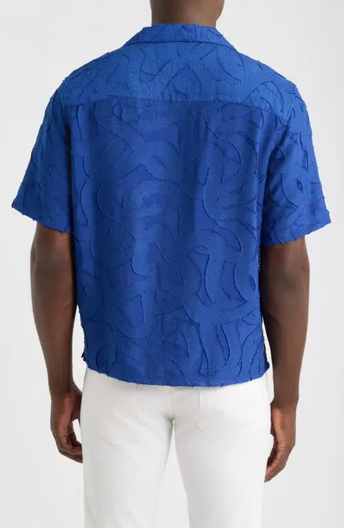 WAX LONDON Curzon Jacquard Camp Shirt - Blue