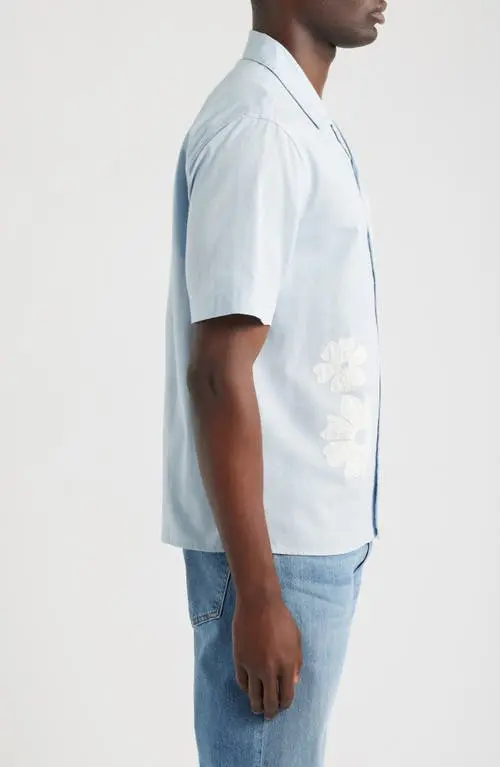 WAX LONDON Didcot Flower Appliqué Cotton & Linen Camp Shirt