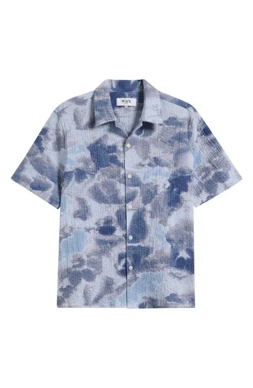 WAX LONDON Didcot Watercolor Stretch Cotton Button-up Shirt - Blue
