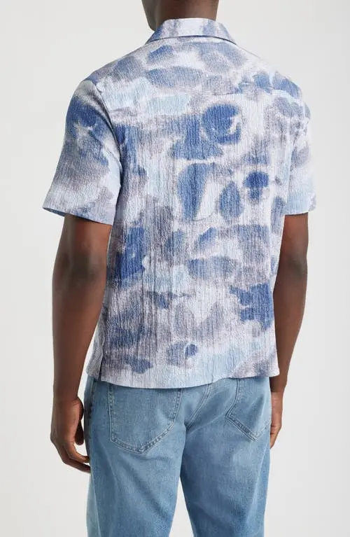 WAX LONDON Didcot Watercolor Stretch Cotton Button-up Shirt - Blue