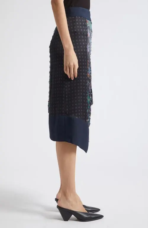 3.1 Phillip Lim Mixed Print Wrap Skirt With Beaded Embellishments - Midnight Multi