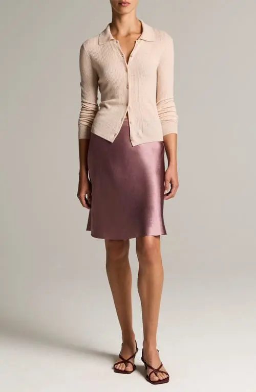 Vince Pointelle Knit Wool Cardigan - Blush Cloud
