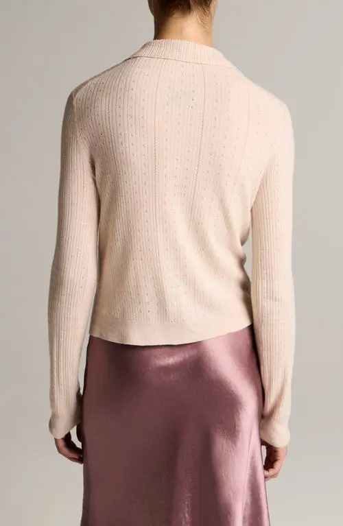 Vince Pointelle Knit Wool Cardigan - Blush Cloud
