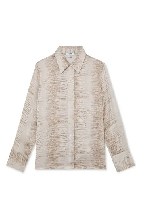 REISS Annie Snake Print Hidden Placket Shirt