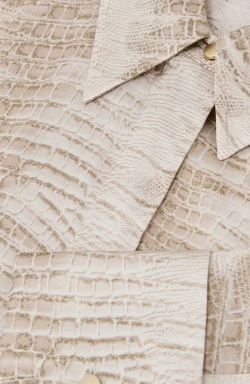 REISS Annie Snake Print Hidden Placket Shirt