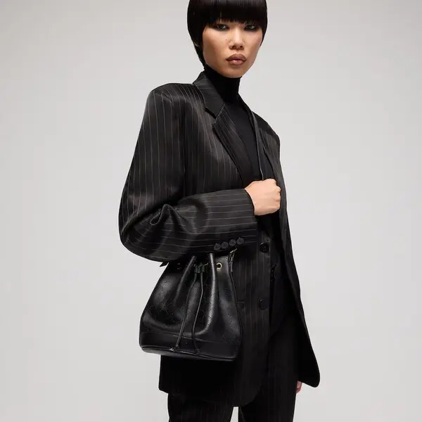 Gucci Small Bucket Bag In Perforated Gg Leather