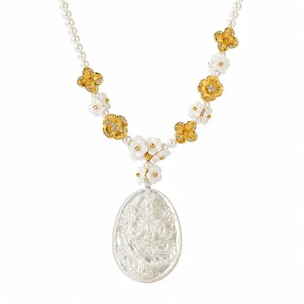 ORMIRO Tara Carved Mother-of-pearl Necklace - White