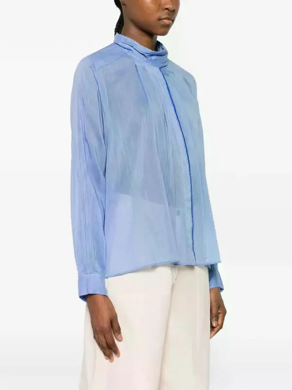 FORTE_FORTE Pleated High-neck Shirt