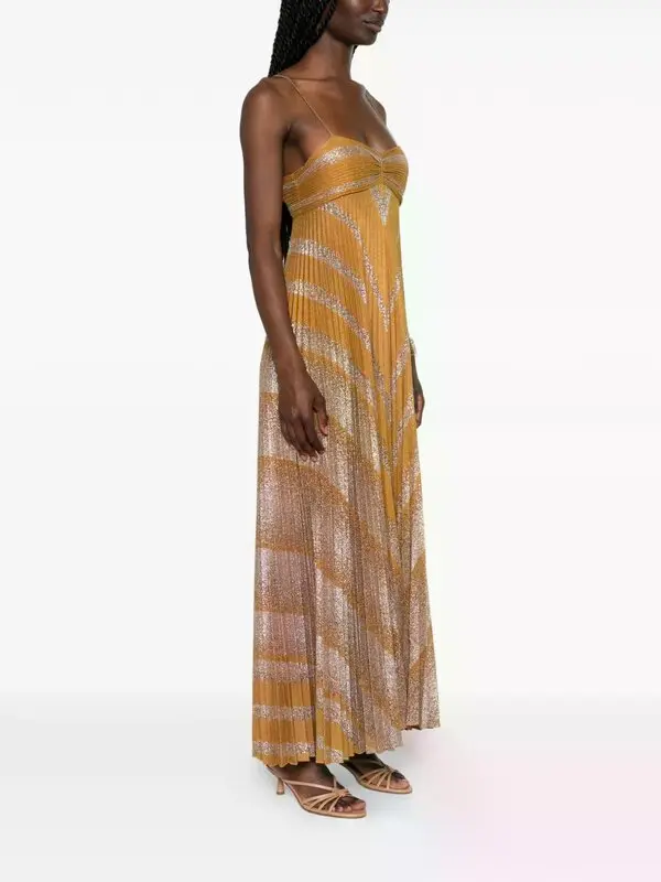 FORTE_FORTE Pleated Metallic-effect Maxi Dress