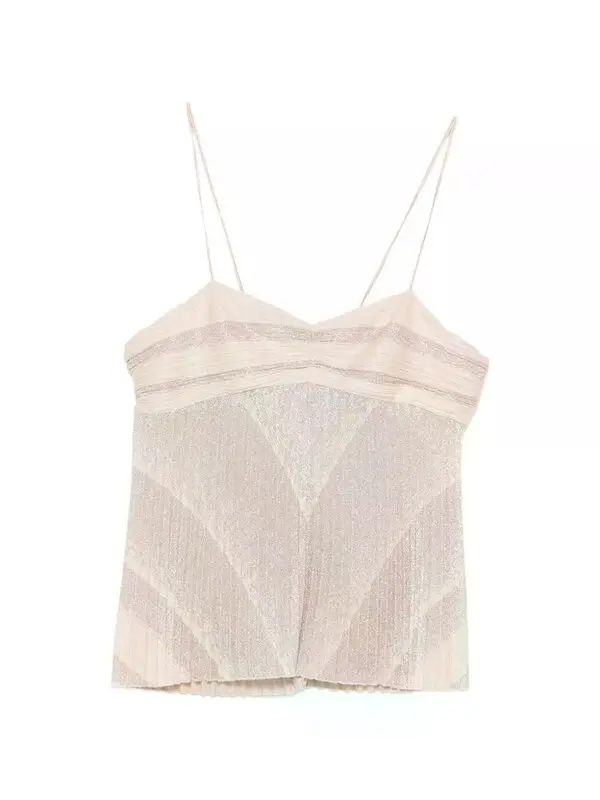 FORTE_FORTE Pleated Metallic-effect Spaghetti Strap Top