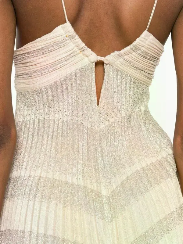 FORTE_FORTE Pleated Metallic-effect Spaghetti Strap Top