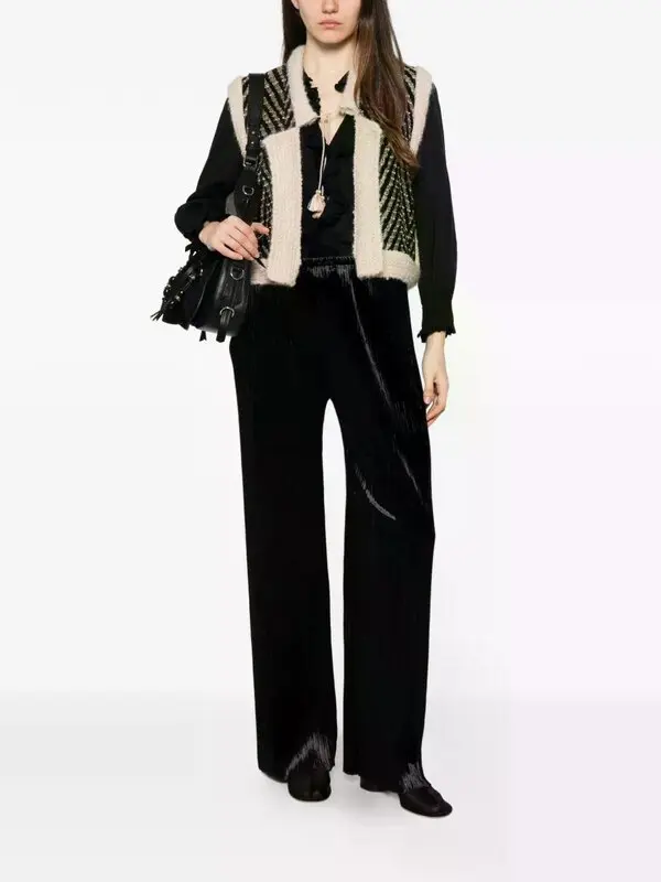 FORTE_FORTE Plissé Effect Velvet Wide-leg Trousers - Black