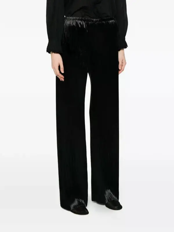FORTE_FORTE Plissé Effect Velvet Wide-leg Trousers - Black