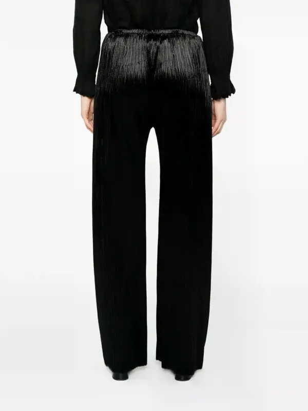 FORTE_FORTE Plissé Effect Velvet Wide-leg Trousers - Black