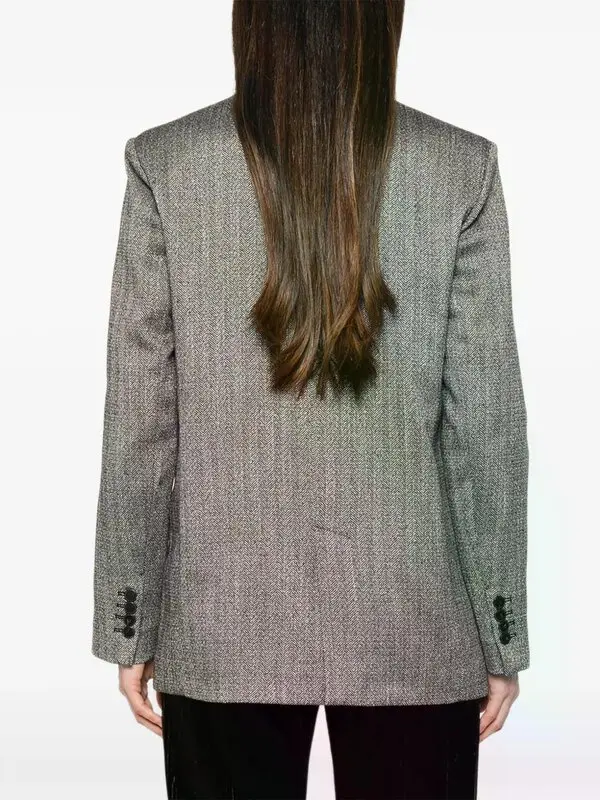 FORTE_FORTE Herringbone Pattern Velvet Collar Blazer