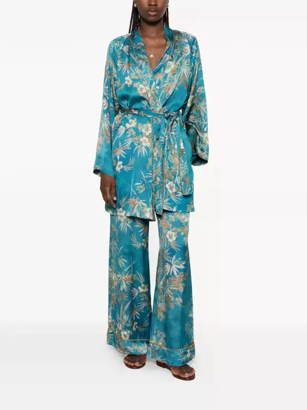 FORTE_FORTE Silk Floral Print Palazzo Pants