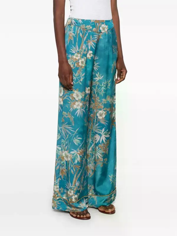 FORTE_FORTE Silk Floral Print Palazzo Pants