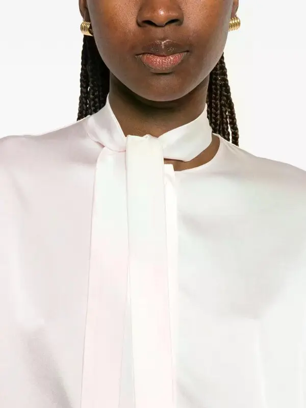FORTE_FORTE Silk Shirt With Pussy-bow Collar - Pink