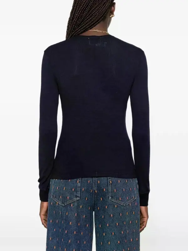 FORTE_FORTE Ribbed Crewneck Long Sleeve Top