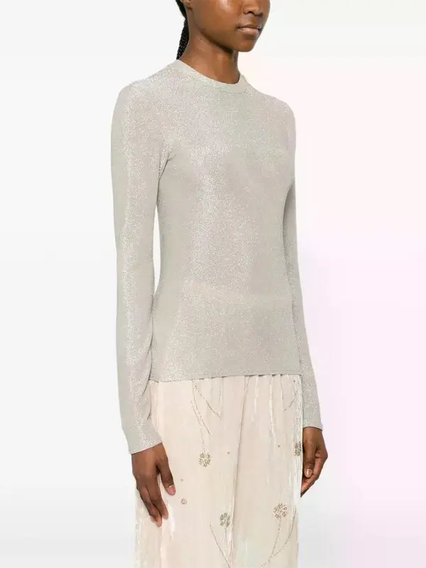 FORTE_FORTE Glitter Effect Long Sleeve T-shirt