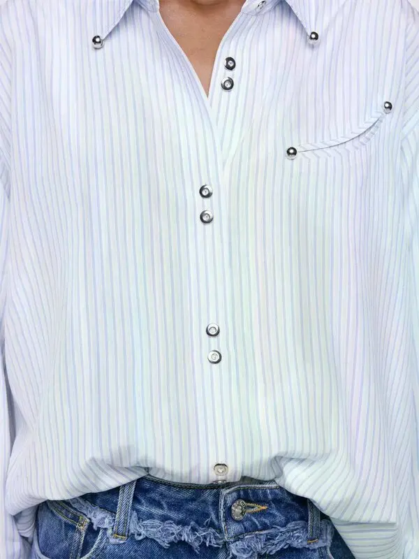 Rabanne Embellished Striped Cotton Shirt