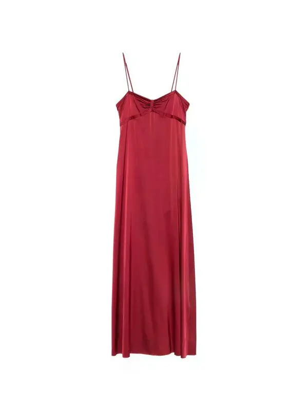 FORTE_FORTE Satin Gathered Maxi Dress - Red