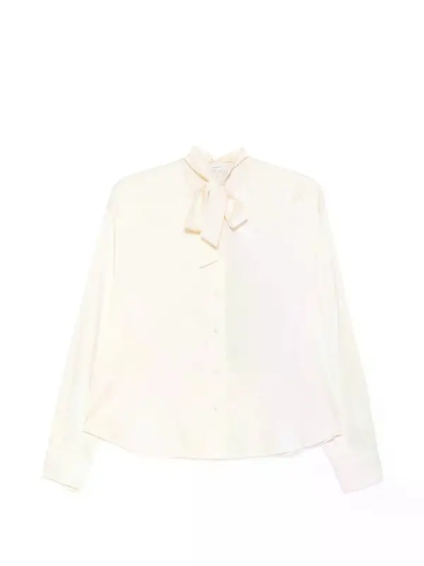 FORTE_FORTE Tie-neck Satin Shirt - Neutrals