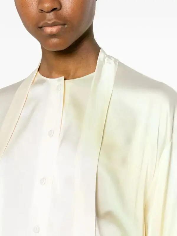 FORTE_FORTE Tie-neck Satin Shirt - Neutrals