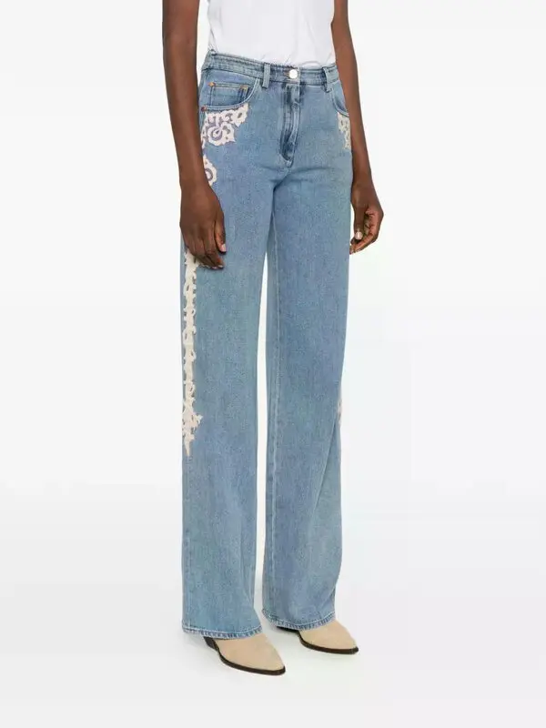 FORTE_FORTE Lace-appliqué Straight Leg Jeans