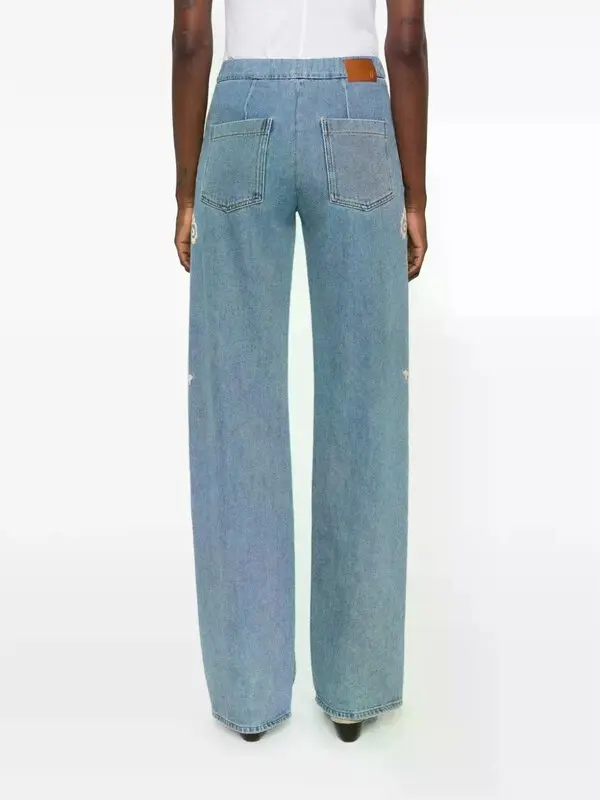 FORTE_FORTE Lace-appliqué Straight Leg Jeans