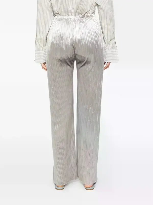 FORTE_FORTE Silver Plissé Effect Wide-leg Trousers - Grey