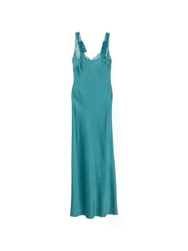 FORTE_FORTE Lace-trim Maxi Dress - Blue