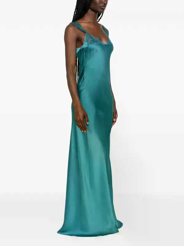 FORTE_FORTE Lace-trim Maxi Dress - Blue