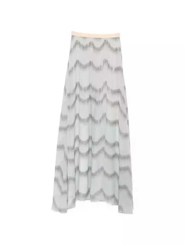 FORTE_FORTE Chevron Patterned Silk-blend Full Length Skirt