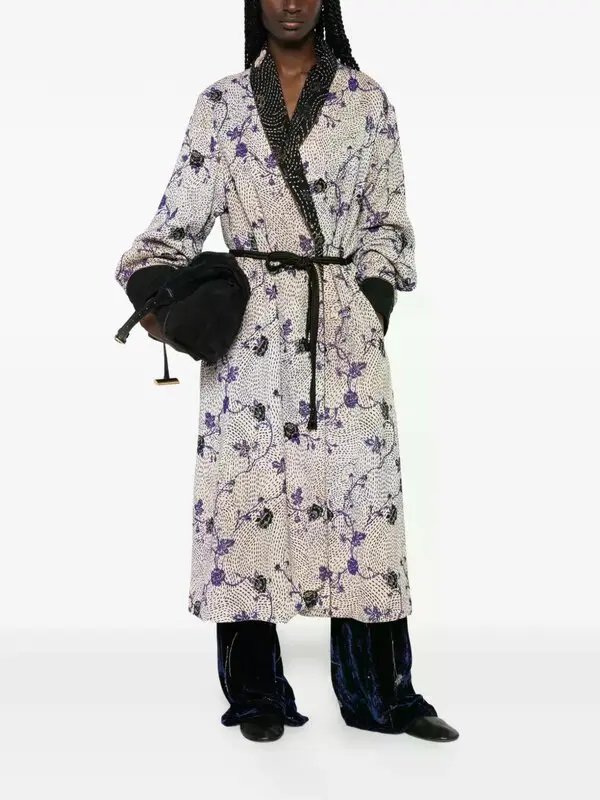 FORTE_FORTE Belted Floral Print Coat
