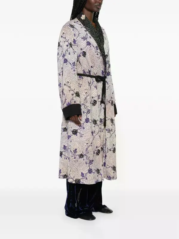 FORTE_FORTE Belted Floral Print Coat