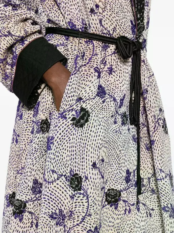 FORTE_FORTE Belted Floral Print Coat