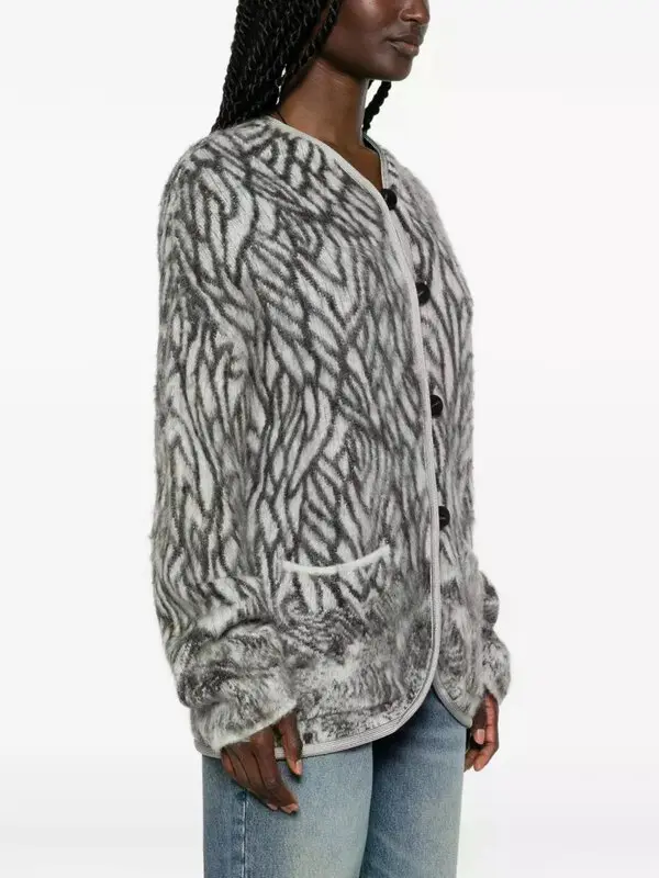 FORTE_FORTE Abstract Pattern Brushed Finish Cardigan