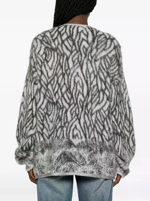 FORTE_FORTE Abstract Pattern Brushed Finish Cardigan