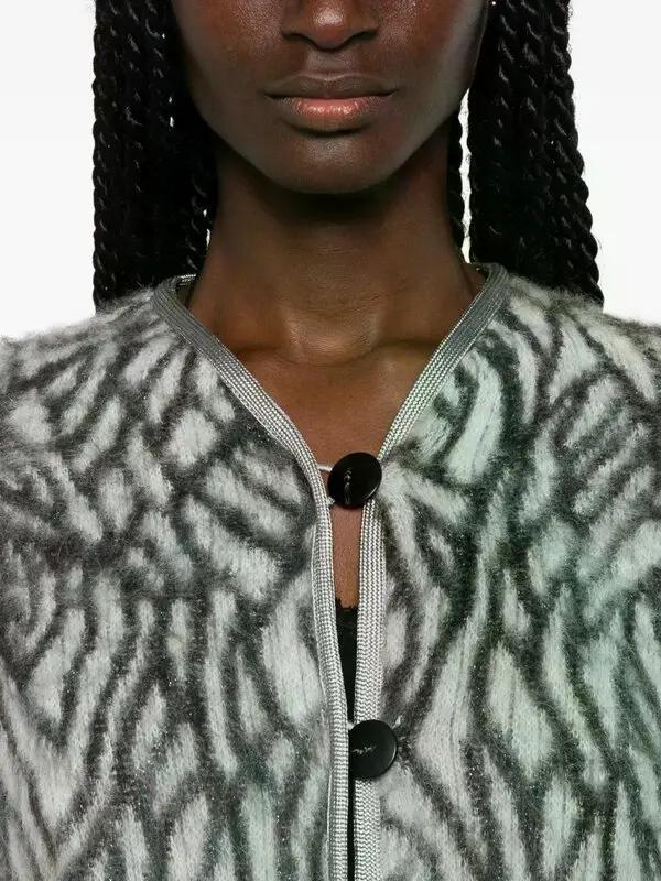 FORTE_FORTE Abstract Pattern Brushed Finish Cardigan