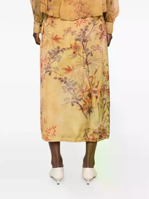 FORTE_FORTE Floral-print Silk-blend Midi Skirt