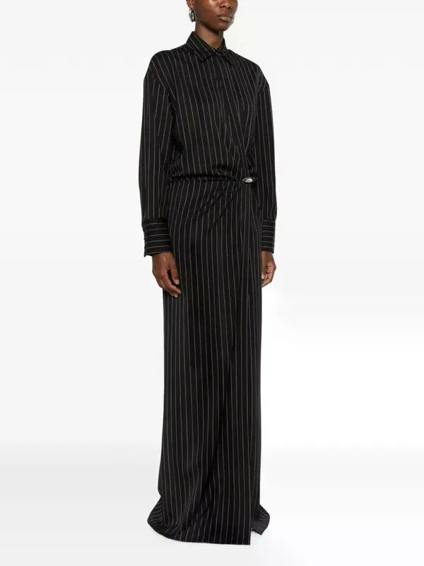 DONDUP Pinstripe Wrap Maxi Dress